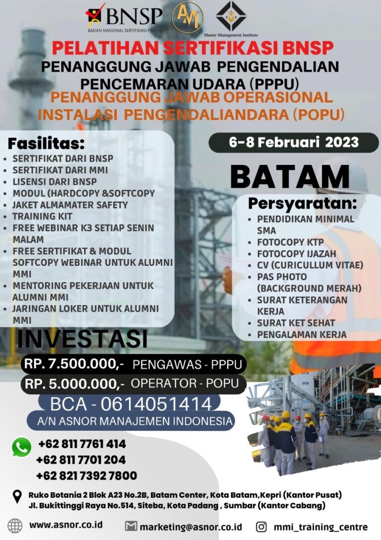 PPPU & POPU Training – BNSP Certificate - ASNOR - Home for HSE Professional