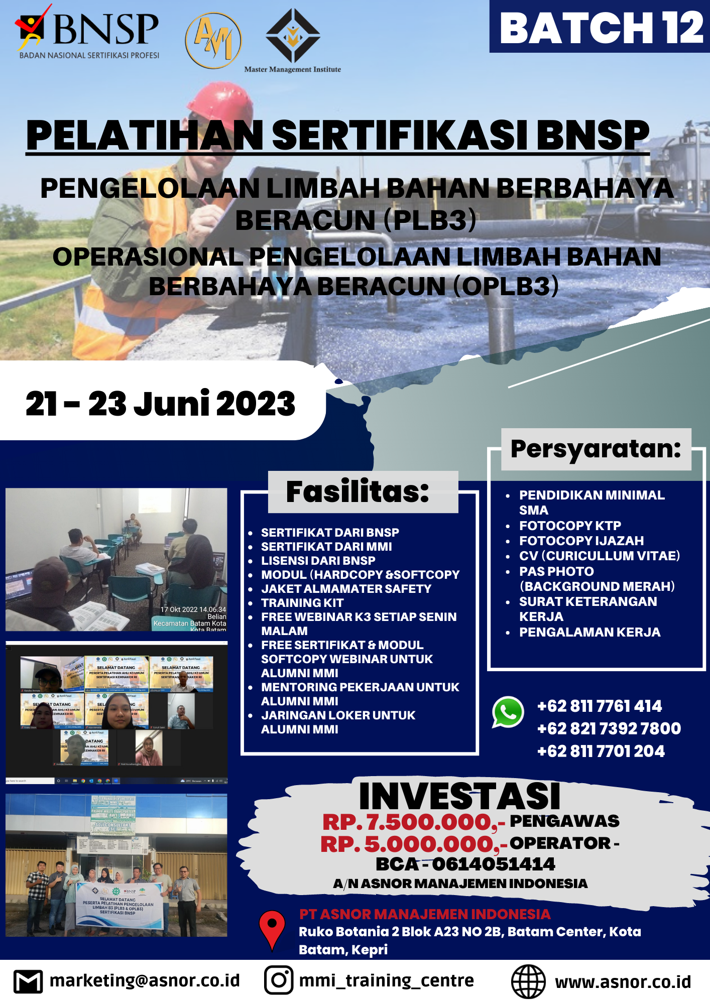 PLB3 & OPLB3 Training – BNSP Certificate – JUNI 2023 - ASNOR - Home for ...