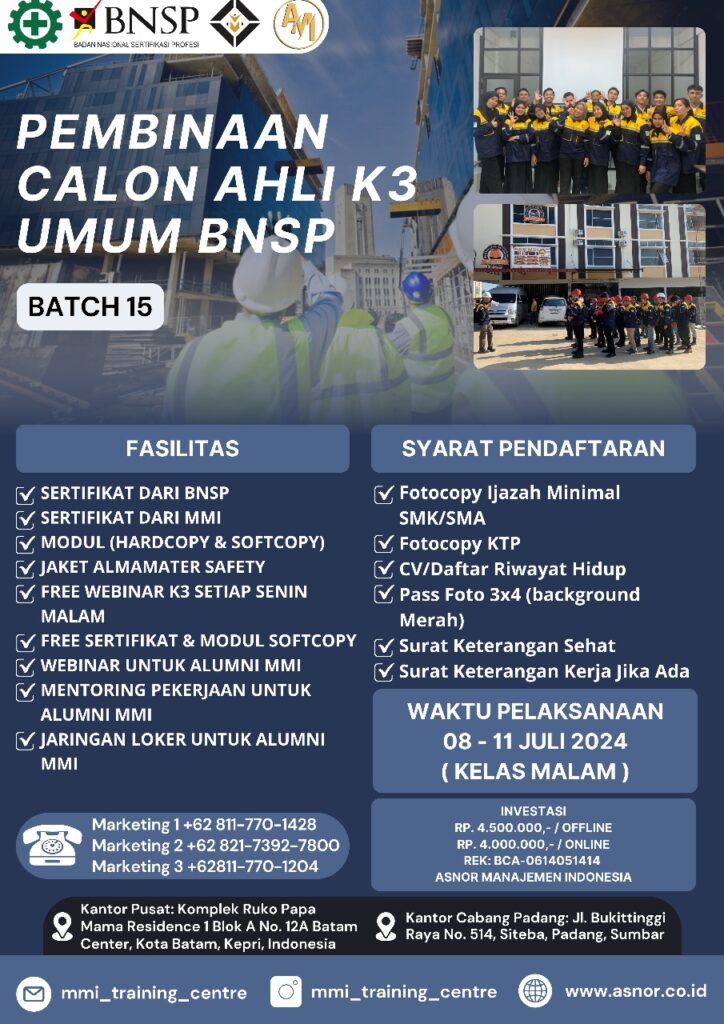 AHLI K3 UMUM BNSP CERTIFICATE (MIN SMA/SMK) – JULI 2024 - ASNOR - Home ...