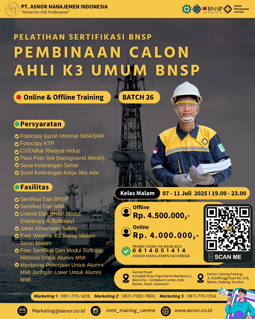 AHLI K3 UMUM BNSP CERTIFICATE (MIN SMA/SMK) – JULI 2025 - ASNOR - Home ...