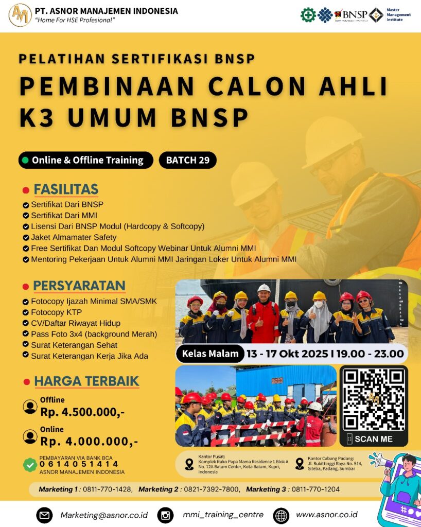 AHLI K3 UMUM BNSP CERTIFICATE (MIN SMA/SMK) – OKTOBER 2025 - ASNOR ...