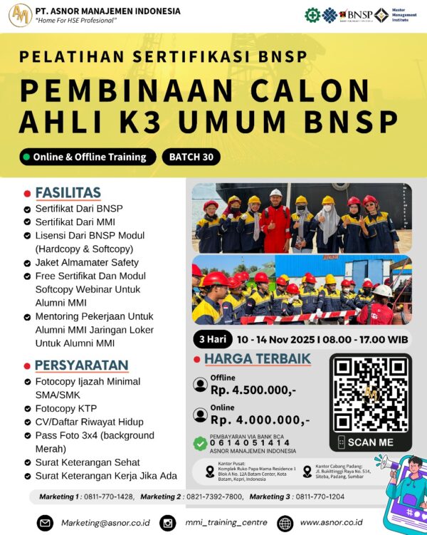 AHLI K3 UMUM BNSP CERTIFICATE (MIN SMA/SMK) – NOVEMBER 2025 - ASNOR ...
