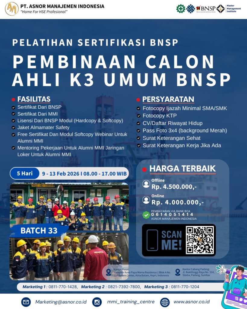 AHLI K3 UMUM BNSP CERTIFICATE (MIN SMA/SMK) – FEBRUARI 2026 - ASNOR ...